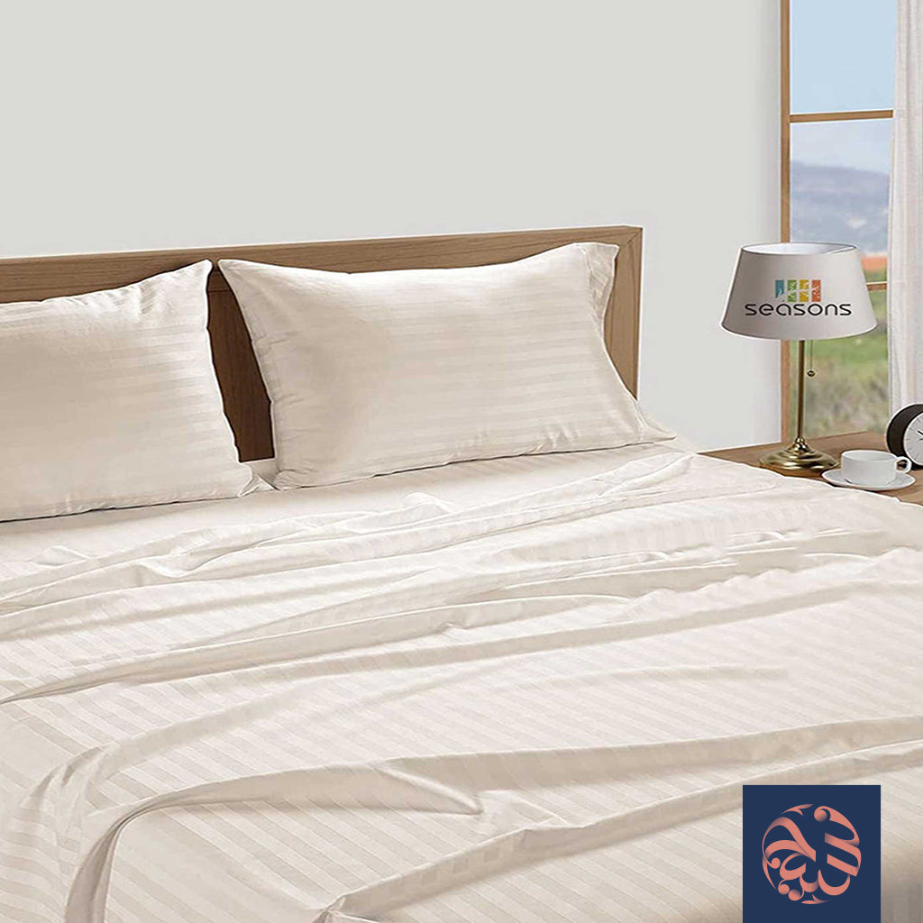 طقم ملايه مقلم مخلوط مثبته مقاس 180×200 سم من شطا – Nasig Masr
